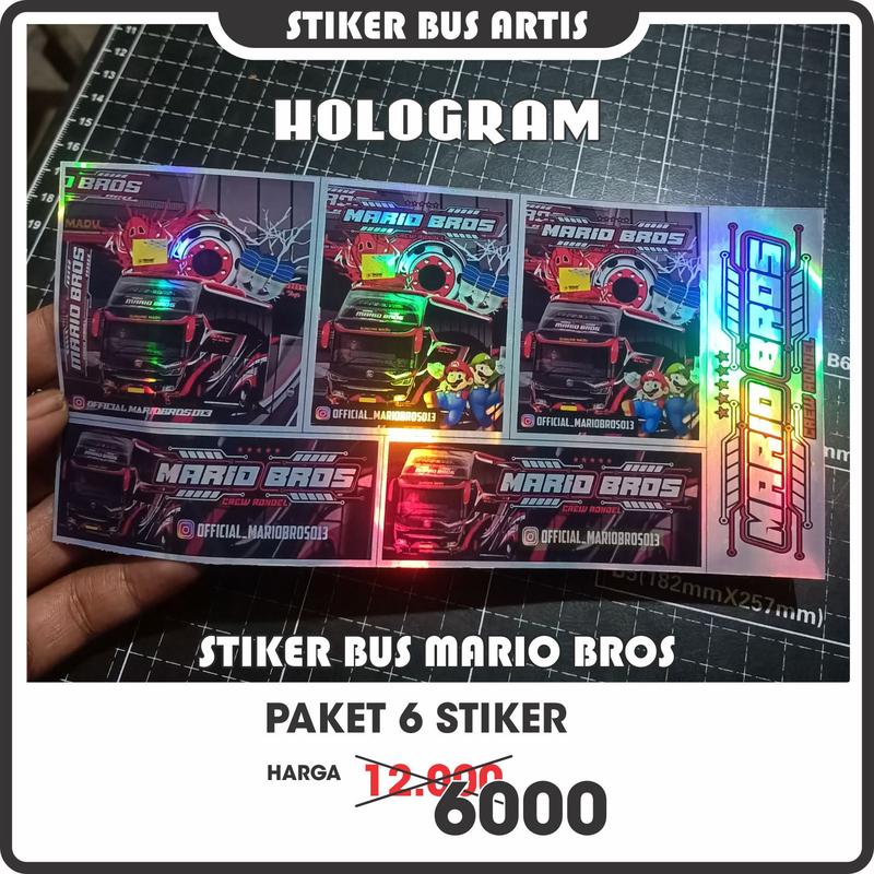 stiker bus artis mario bros | anti air warna cerah awet | hologram ...