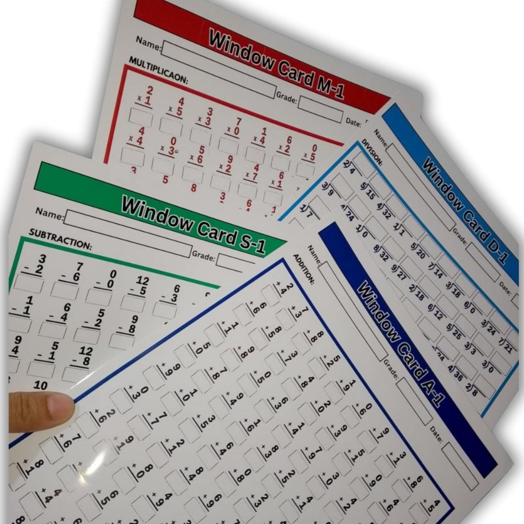 4pcs Math Window Card - Addition, Subtraction, Multiplication, Division ...