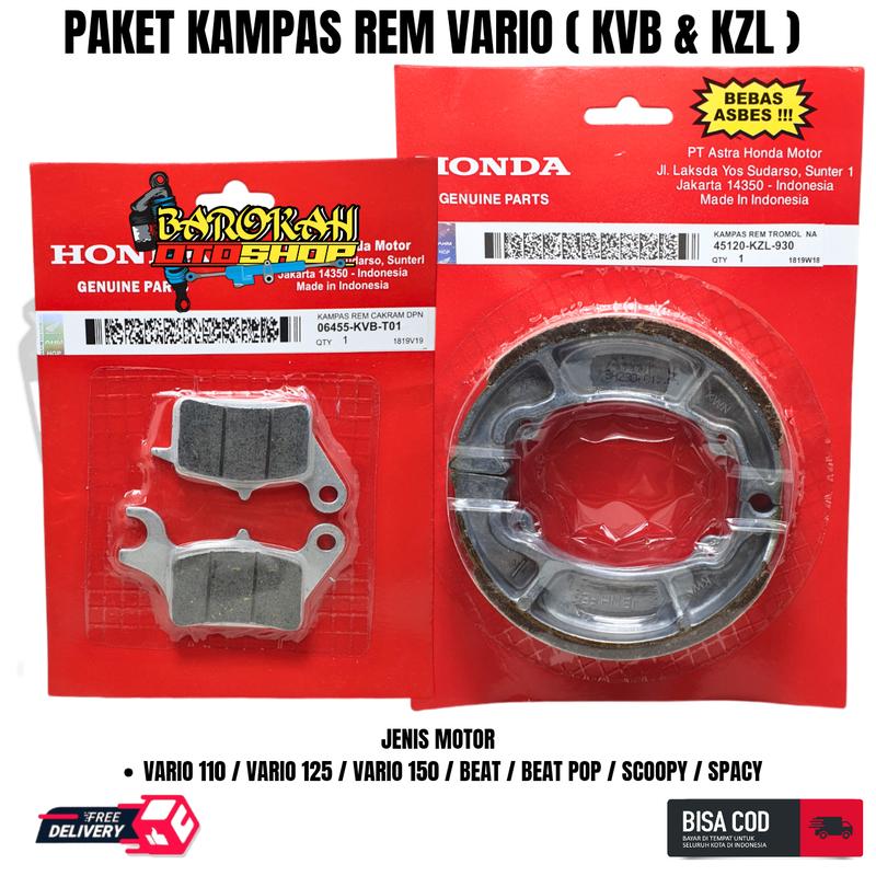Paket kvb&kzl Kampas Rem Cakram Depan+Belakang Vario 110 Vario - Shop | Tokopedia