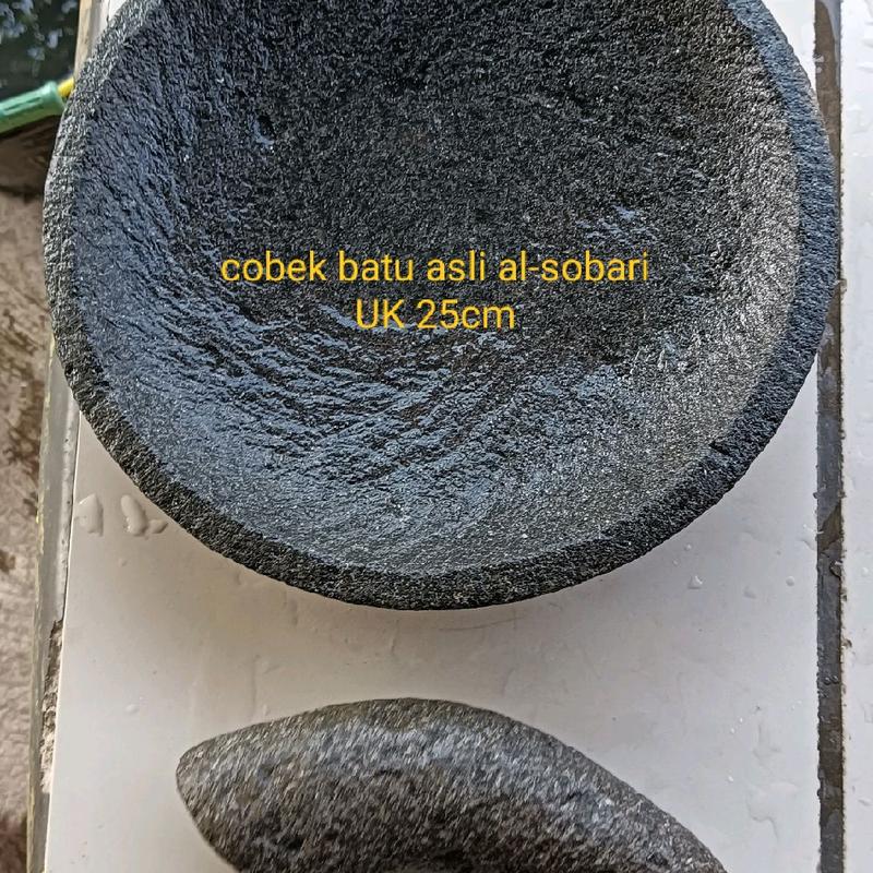 cobek batu asli pahat ukuran 25cm free ulekan - Shop | Tokopedia