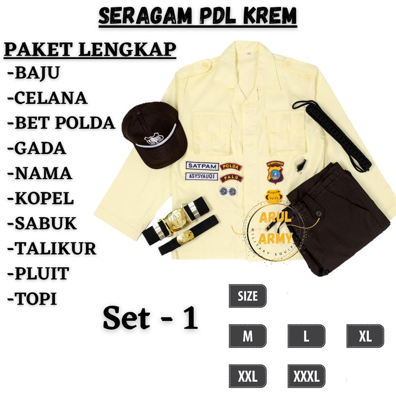 PAKET LENGKAP SERAGAM SATPAM SECURITY CREAM BAJU SERAGAM SATPAM - Shop ...