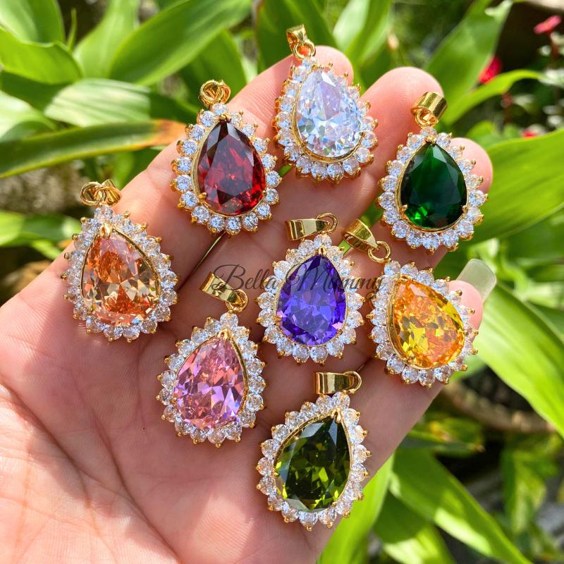 Loket Emas Suasa Batu Zircon Titisan Air Mata Gold Plated Teardrop ...