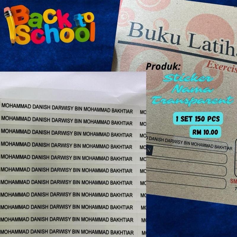 130pcs STICKER NAMA UNTUK PELAJAR SEKOLAH ( TRANSPARENT WATERPROOF ...