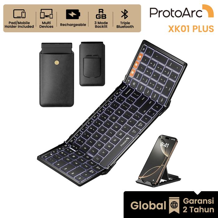 Promo ProtoArc XK01 Plus Foldable Keyboard Wireless Full Size RGB ...