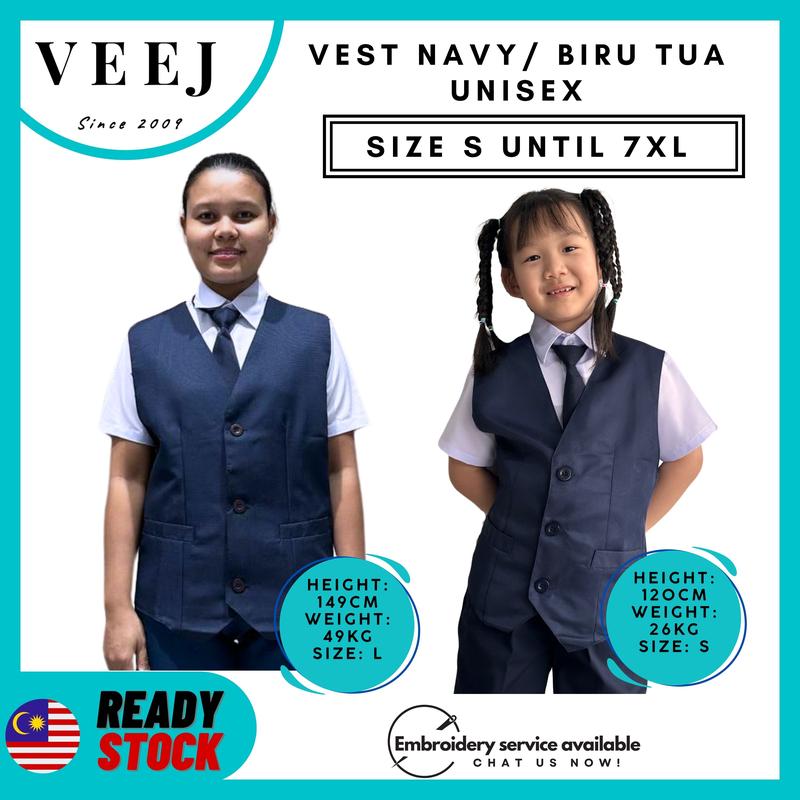VEST BIRU TUA 100% BERKUALITI POLYESTER PREMIUM PENGAWAS LINING ...