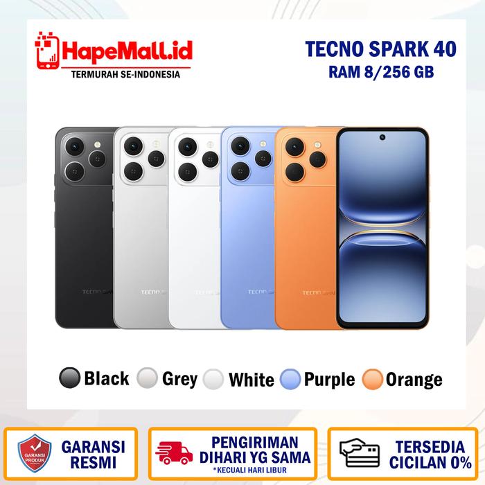 Promo TECNO SPARK 40 8/256 GB GARANSI RESMI TECNO INDONESIA TERMURAH ...