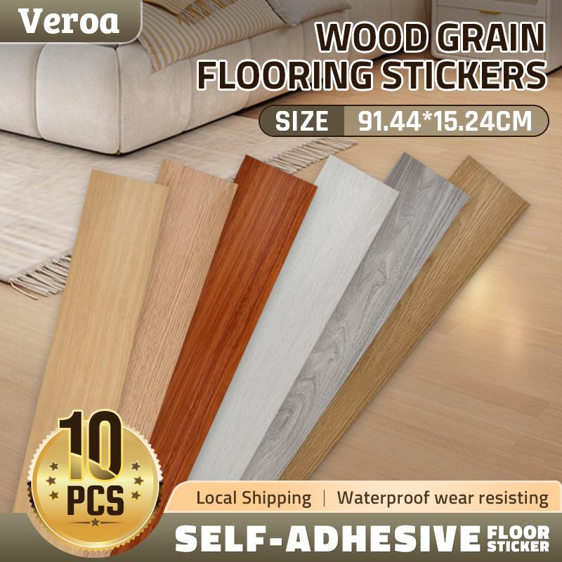 10PCS PVC Floor Sticker Waterproof Removable Vinyl Wood Grai - TikTok ...