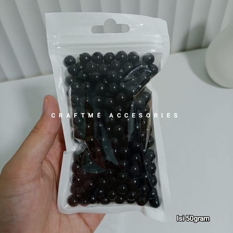 COD 50gram Manik Manik Mutiara Ringan Hitam 8mm - Shop | Tokopedia