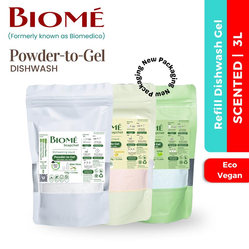 BIOME Powder-to-Gel Dishwash Soap 120g - 3L - Aloe Vera | Lemon ...