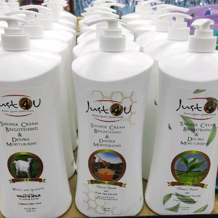 Jual JUST4U shower cream 2Liter goat's milk / green tea / royal jelly ...