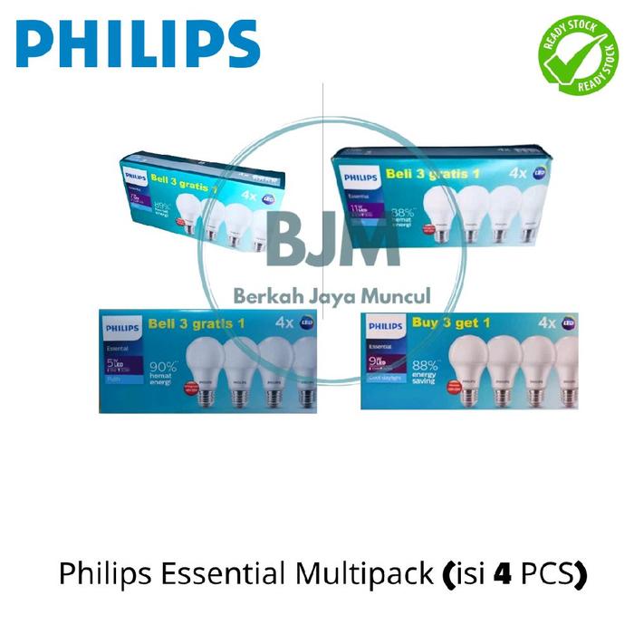 Jual Lampu Philips LEDBulb Essentials 5W 7W 9W 11W - Multipack Ess 9W ...