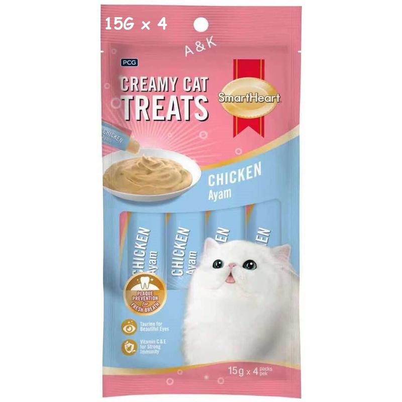 Smart Heart (24 Packs) SmartHeart Creamy Cat Treat （15gm x 4）Cat ...