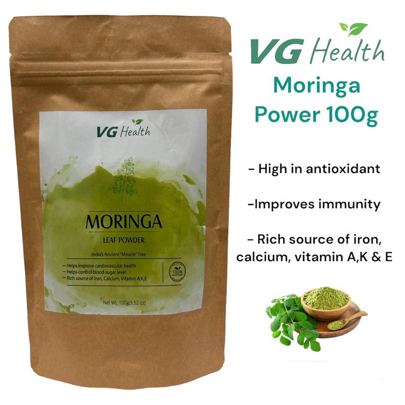 VG Health Organic Moringa Powder (100g) - Nutrient-Dense Superfood ...