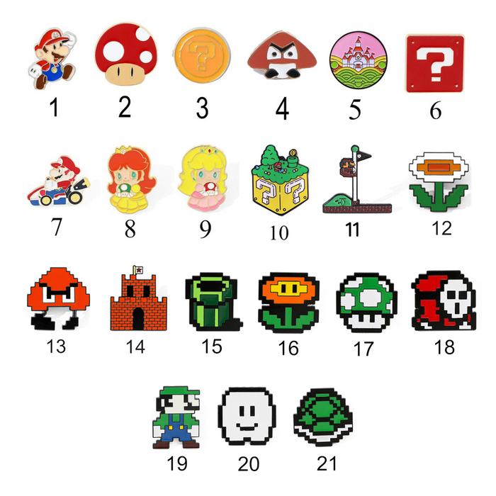 Jual pin besi 2,5 cm super mario coin mushroom - 13 - Kota Tanjung ...