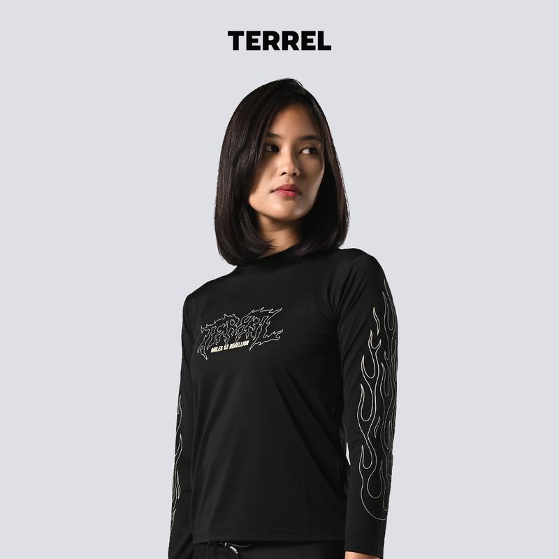 Terrel sportswear Long Sleeve Terrel Fire Logo MoR Black Women - Shop ...