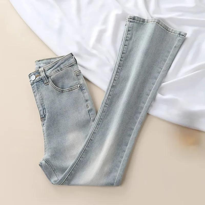 Seluar Jeans Kurus, Warna Cerah, Dibasuh dan Digilap Putih, Pinggang ...