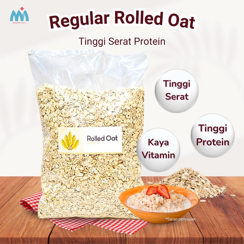 Regular Rolled Oat 1 Kg - Oatmeal Cutting Bulking Sereal Gandum Utuh ...