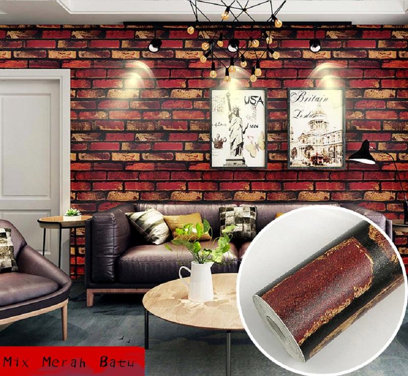 Wallpaper Sticker 10meter BuyKertas Dinding Simen Brick Shinny - TikTok ...