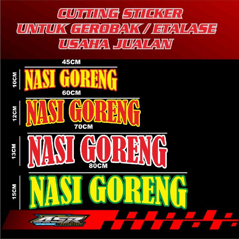 sticker gerobak usaha jualan, Cutting sticker tulisan Nasi goreng (2 ...
