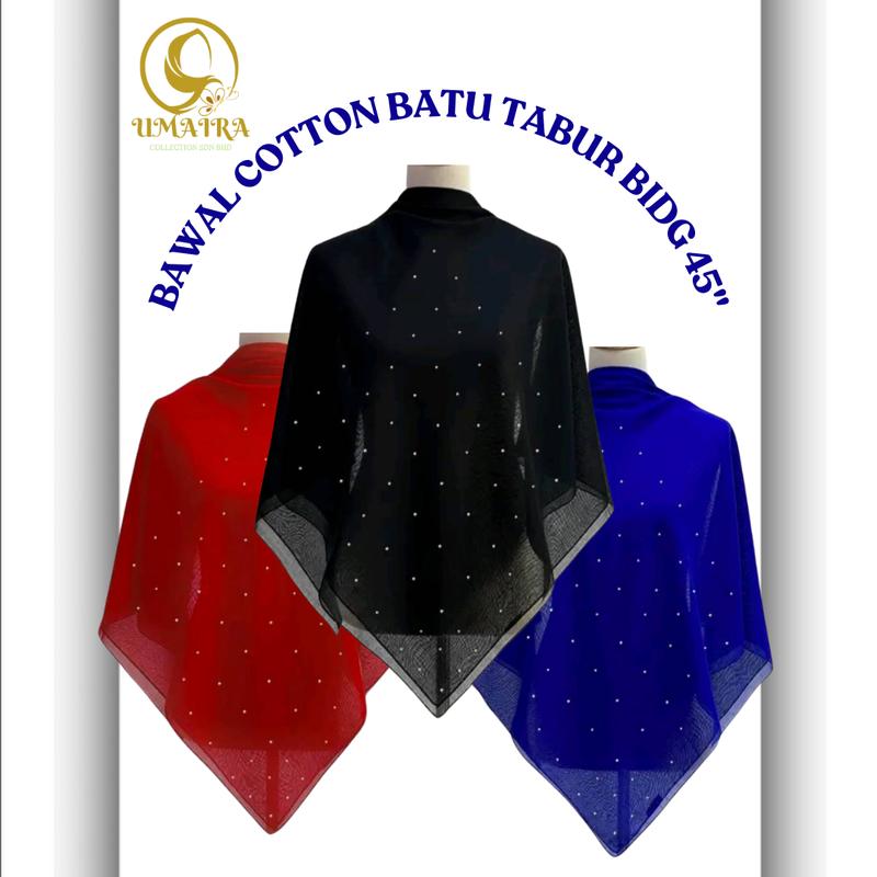 BAWAL COTTON PREMIUM BATU TABUR BIDNG 45"/ UNTUK WANITA MUSLIMAH ...