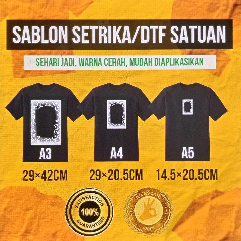 SABLON SETRIKA SABLON DTF CUSTOM SATUAN DESAIN SUKA SUKA - Shop | Tokopedia