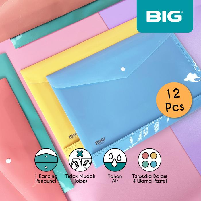 Promo 12 Pcs BIG Map Kancing 1 F4 Pastel Folio Plastik Dokumen Punggung ...