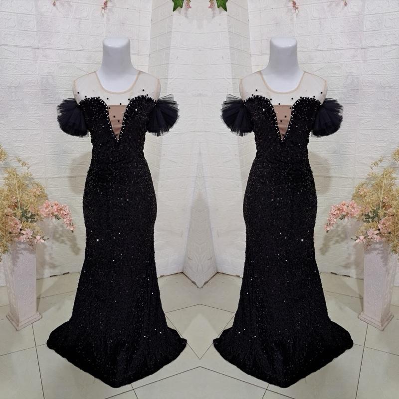 Longdress Bludru Squin Payet Mewah - Shop | Tokopedia