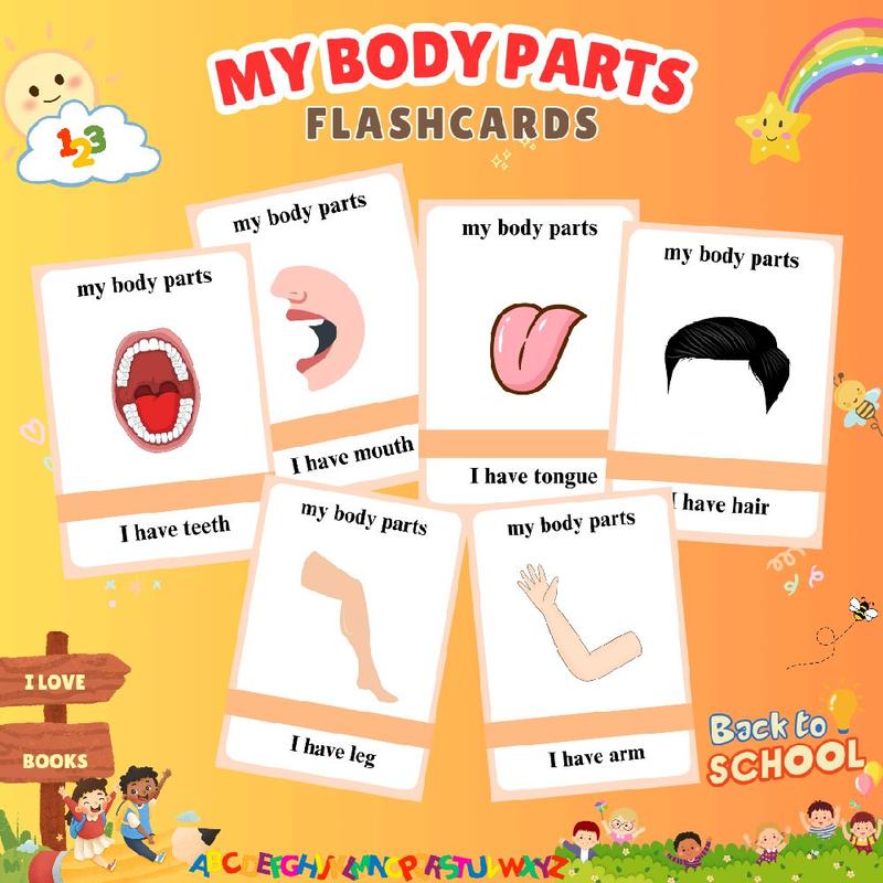 My Body Parts Flashcards for Kids - Educational Laminated Cards ...