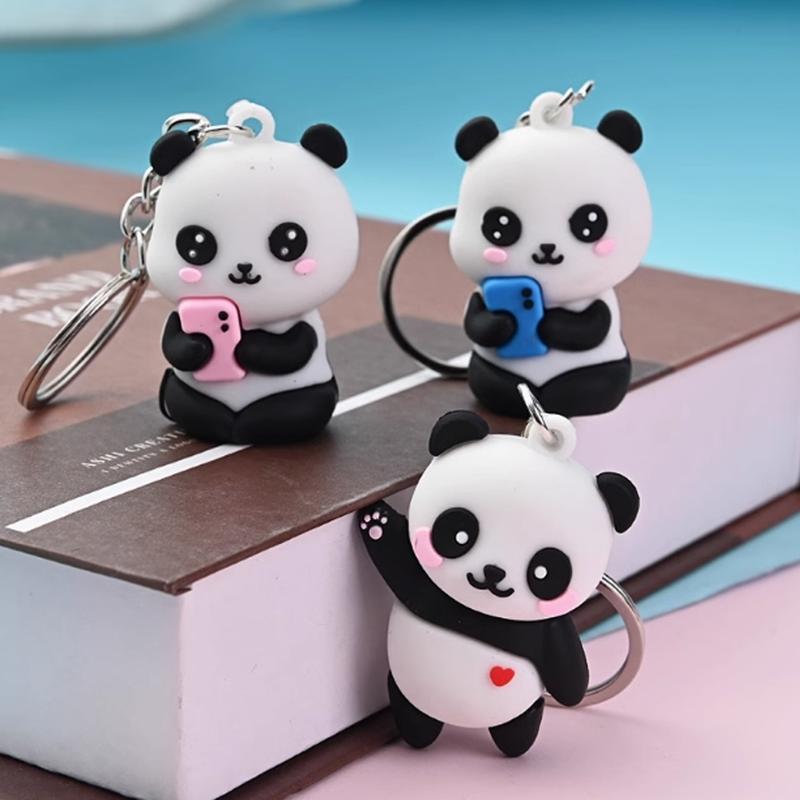 Rantai Kunci Berbentuk Panda, Tiga Dimensi, Cincin Kunci Padat ...