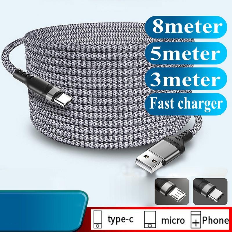 COD Ready Stock USB C TYPE C Micro USB Cable 5M 3M 8M Braide - TikTok ...
