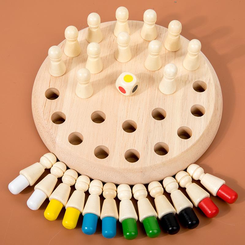 Educational Toy Wooden Memory Match Stick Chess Color Game Board ...