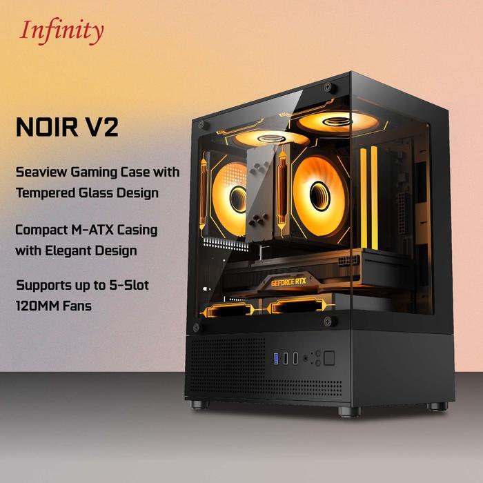 Jual INFINITY NOIR V2 BLACK Tempered Glass M-ATX Gaming PC Case - Kab ...