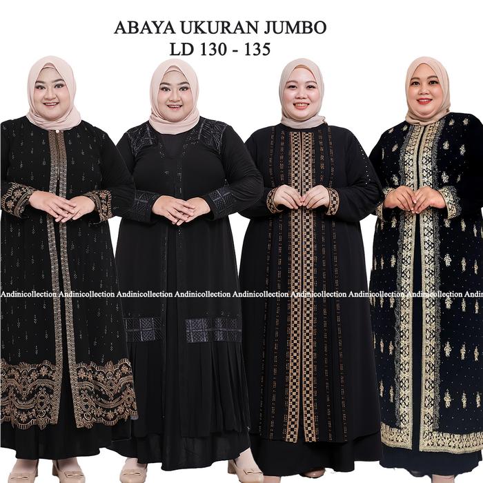 Promo Abaya Hitam JUMBO LD 130-135 Bordir Payet Elegan Gamis Jumbo ...