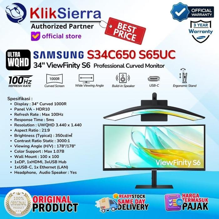 Jual Monitor LED SAMSUNG 34" Inch Curved S34C650 | LS34C650 ViewFinity ...