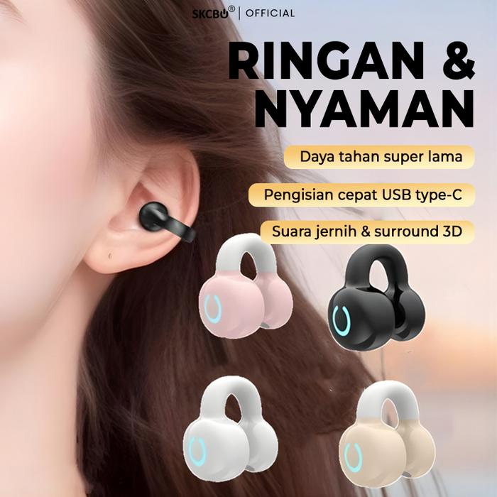 Promo SKCBO TWS Bone Conduction Bluetooth 5.3 Earphone | Headset Jepit ...