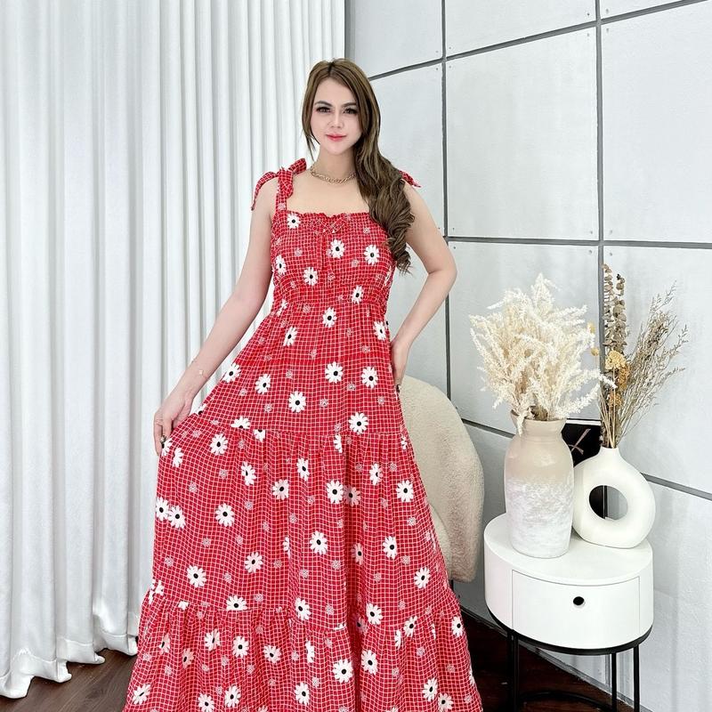 Longdress Cantika Smoke Dada Bahan Rayon Premium Motif Bunga - Shop ...