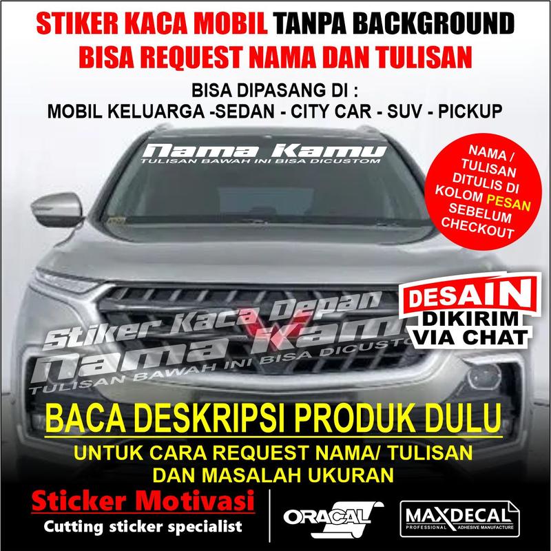 CUTTING STICKER KACA MOBIL TANPA BACKGROUND bisa request tulisan - Shop ...
