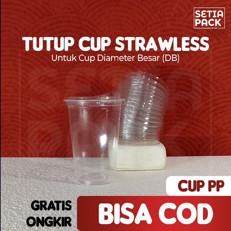 Lid Tutup Cup Gelas Plastik Strawless Sippy Per Pack 50pcs - Shop ...