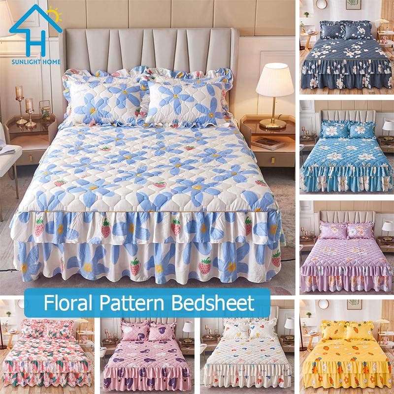 SUNLIGHT HOME Cadar Corak Bunga Dengan Skirt Katil,Cadar Queen - TikTok ...