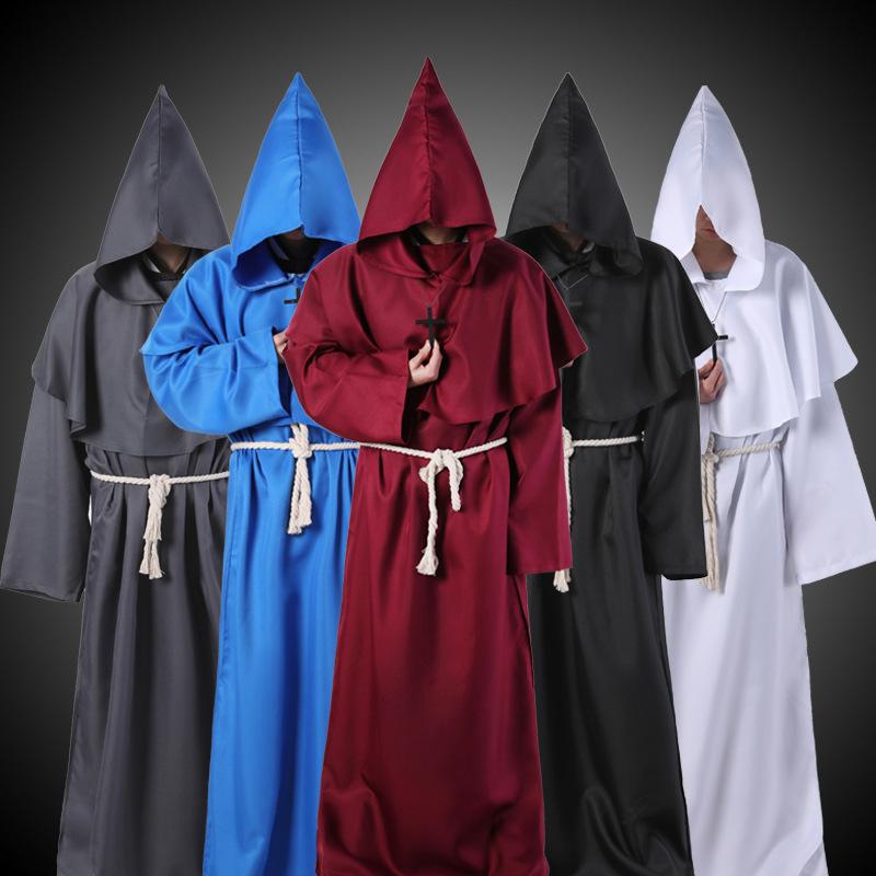 Halloween Cosplay Costume Medieval Monk Costume Monk Robe Wizard ...