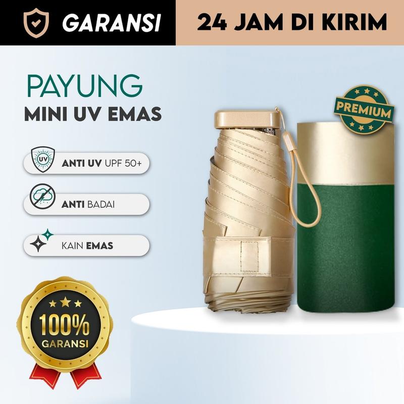 Ready.. Payung Lipat Premium Emas Ukuran Kecil Portable Mini - Shop ...