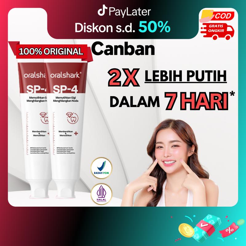 [COD+BPOM] Canban Oralshark SP4 120g Pasta Gigi Pemutih Probiotik - Shop | Tokopedia