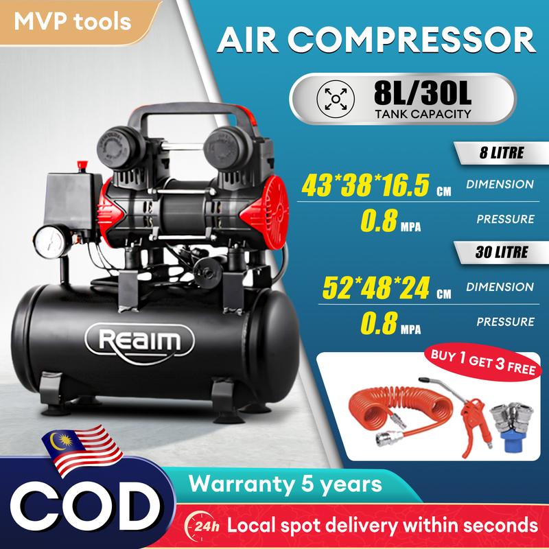 Air Compressor Angin 8L 1500W Mini Silent Energy Saving Oil-free ...
