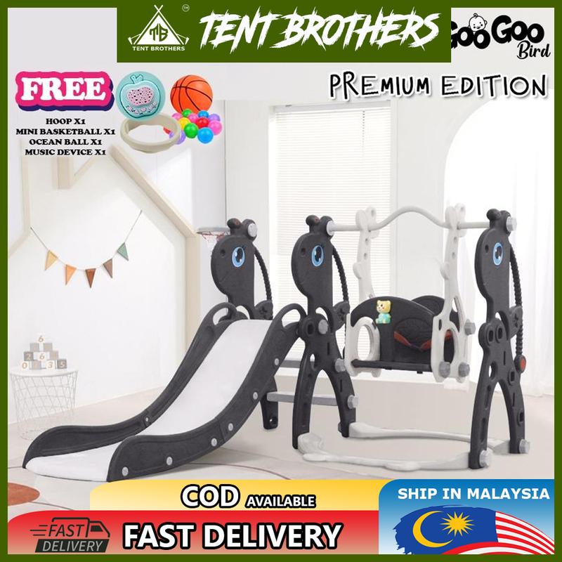 GOOGOO BIRD Happy Fawn 4 In1 Swing & Slide Children Slide Playground ...