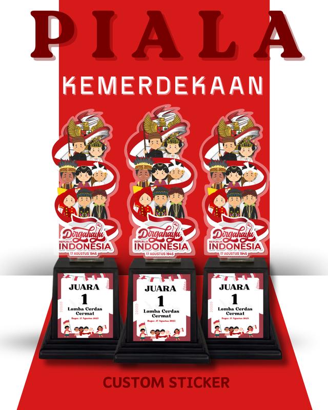 Piala Akrilik Kemerdekaan Custom Sticker Hadiah Lomba 17 Agustusan ...