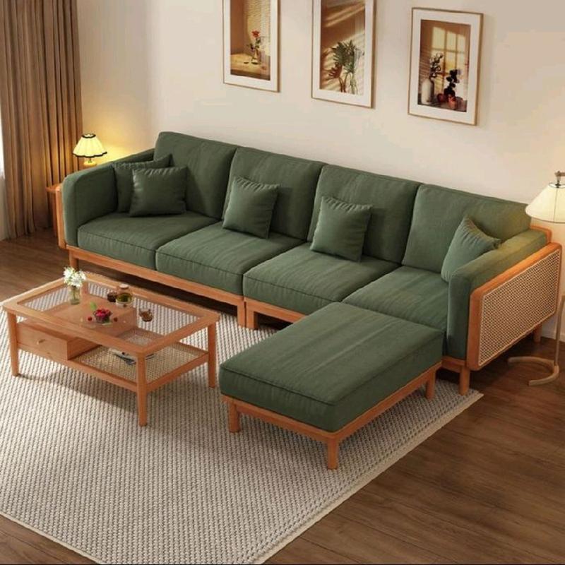 Sofa jati minimalis set meja Kayu Busa Rotan Furniture - Shop | Tokopedia