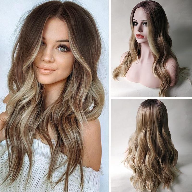 Rambut palsu berambut perang gelombang panjang Alamiah untuk - TikTok ...