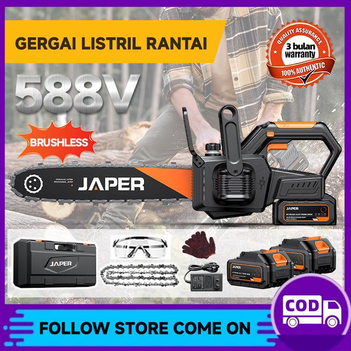 Promo JAPER Gergaji Mesin Cordless Chainsaw Brushless Lithium Gergaji ...