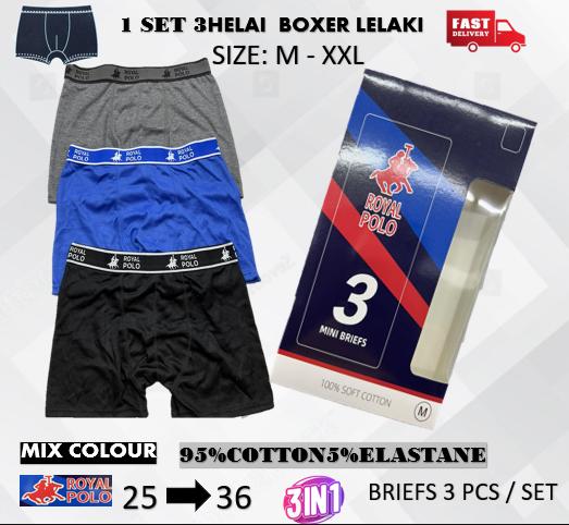 Boxer Lelaki Harga Borong Underwear Briefs M-2XL 3pcs/1set Cotton ...
