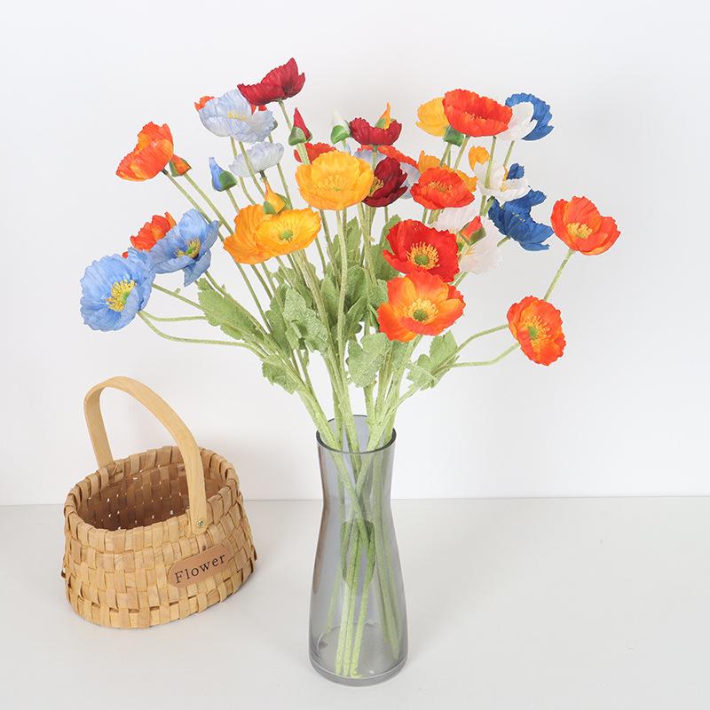 Artificial Poppy Silk Flowers No flocking with Stems Faux Poppy ...